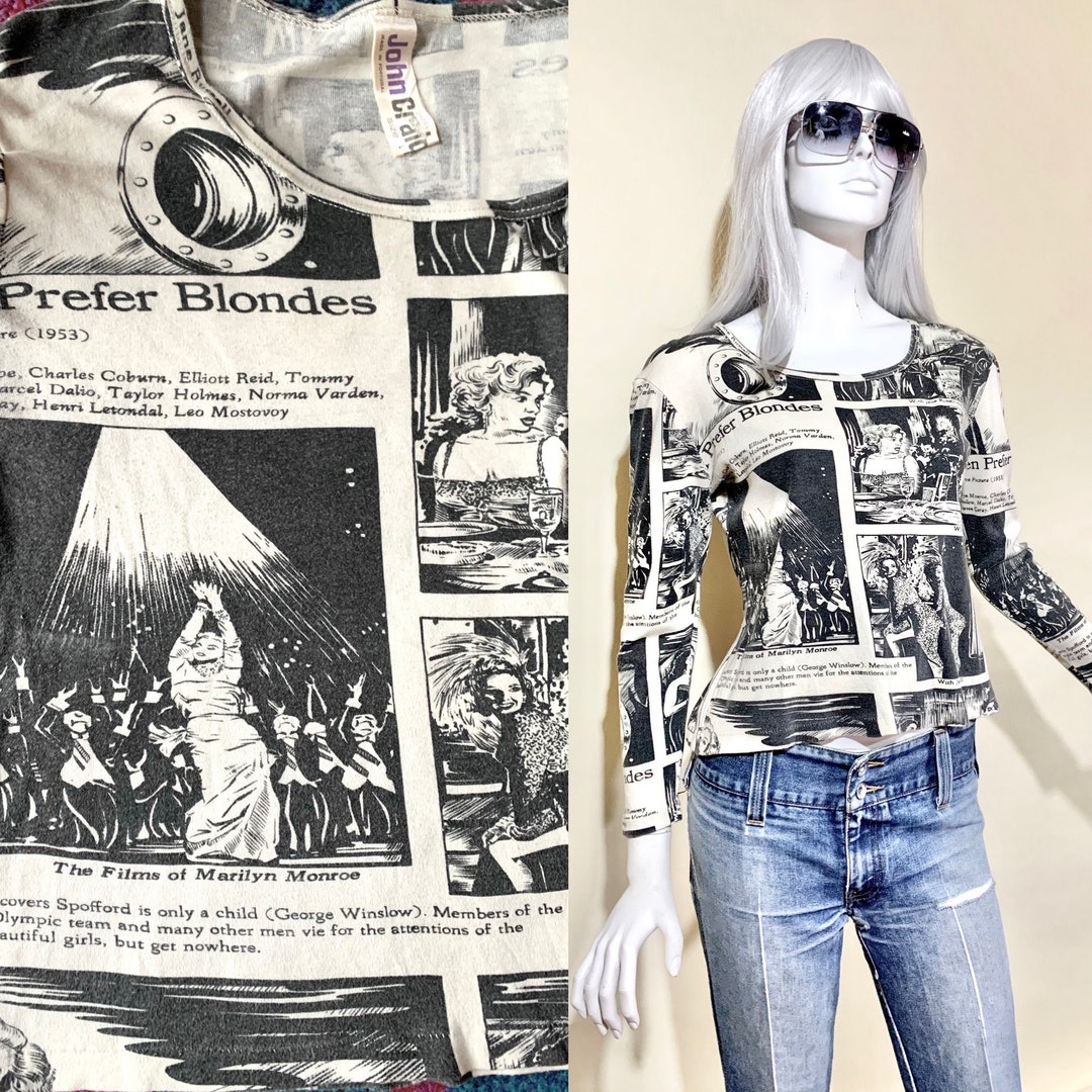 Vintage 1970s John Craig Mono Pop Art Jersey Tee / 50s SILVER SCREEN ...