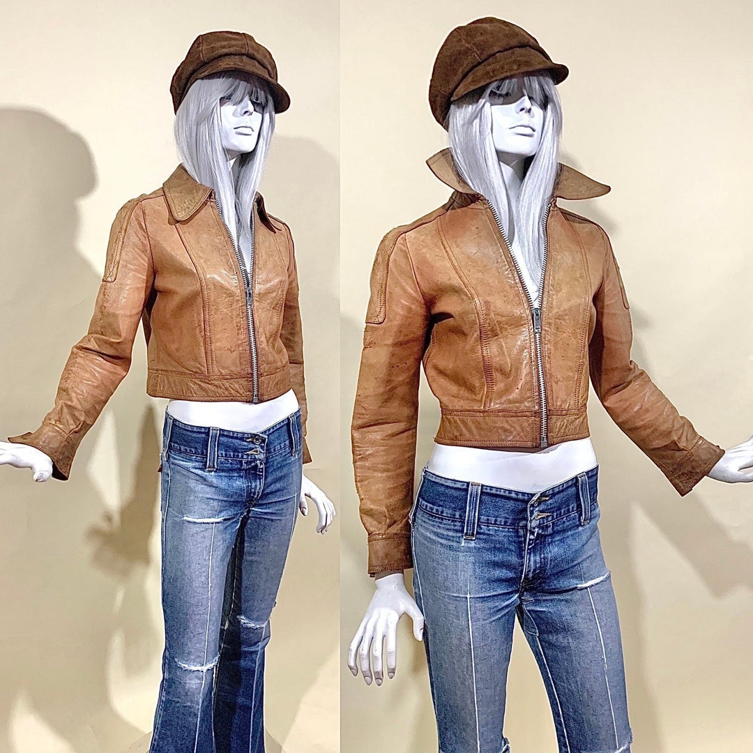 Vintage 1960s 70s Distressed Leather Bomber Jacket / 40s 50s Minimalist ...