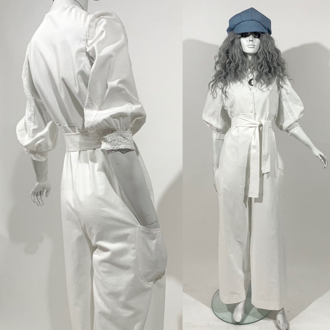 Vintage Cotton Flared All-in-one // 1970s // 60s Biba Look // - Etsy UK