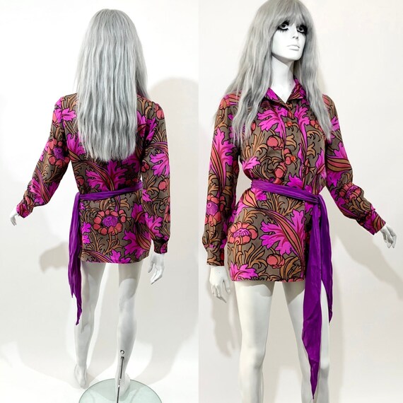 1960s LIBERTY Psychedelic Silk Tunic Top OR Micro Min… - Gem