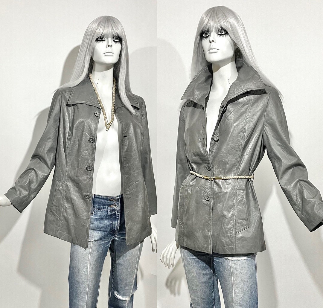 Vintage 1970s Steel Grey Luxury Leather Jacket / 30s 40s Look / Vamp ...