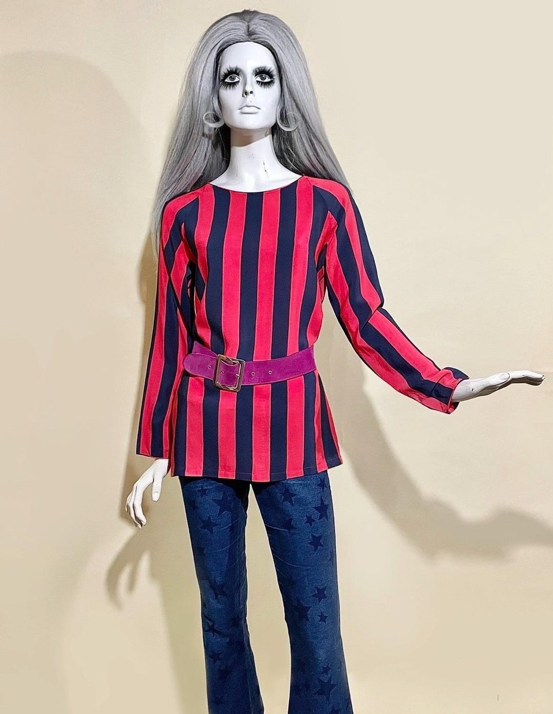 Vintage CHRISTIAN DIOR 1970s 80s Mod Stripe Silk Top / Unisex Pullover ...