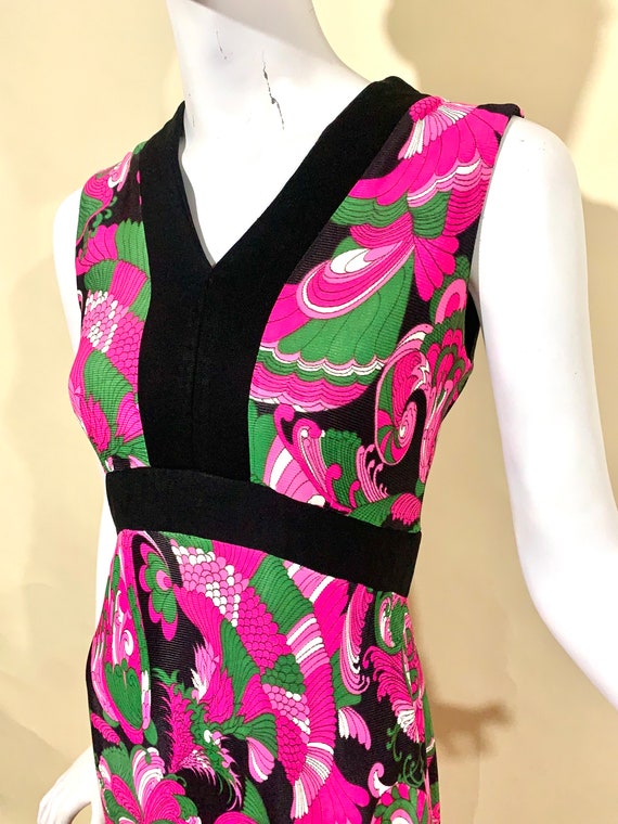 Vintage 60s 1970s Psychedelic Mod Maxi Dress // Wild … - Gem