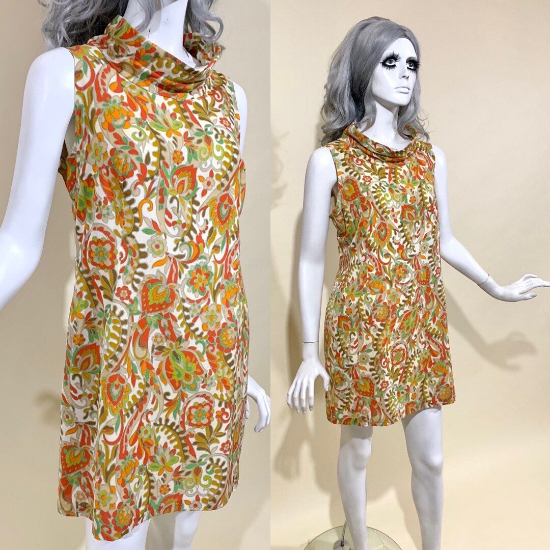 Vintage 1960s Micro Mini Dress // Paisley Florals // Strawberries ...