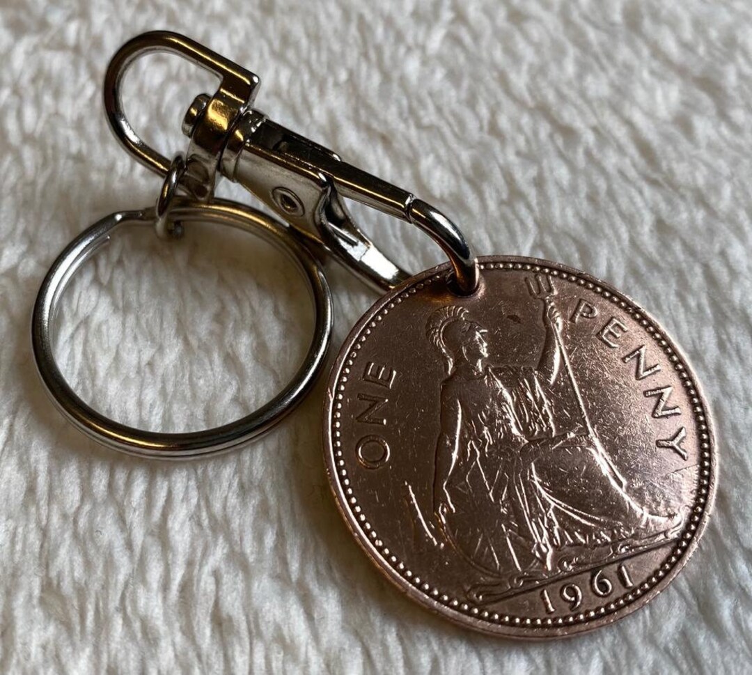 Penny Coin Keyring 1961 Uk Gb Birthday Birthyear Son Daughter Mum Mam ...