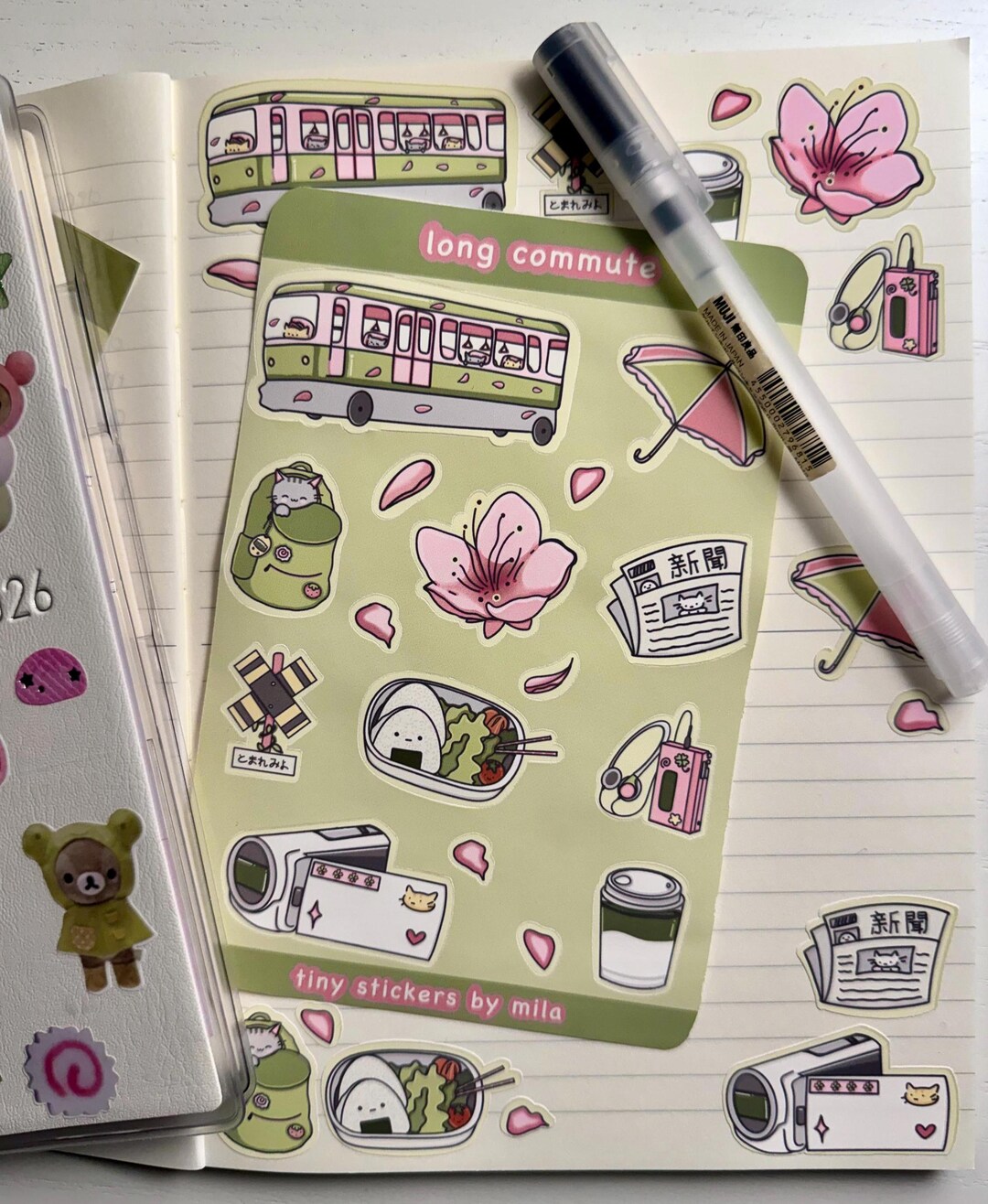 Long Commute Sakura Sticker Sheet | Japanese Cherry Blossom - Etsy