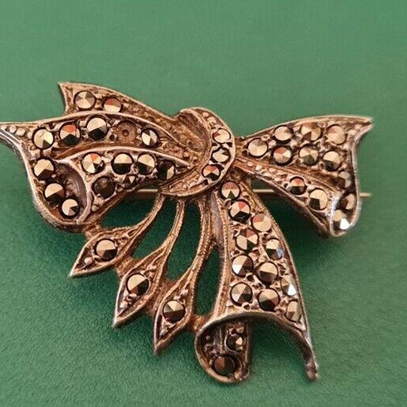 Marcasite Bow Brooch - Etsy