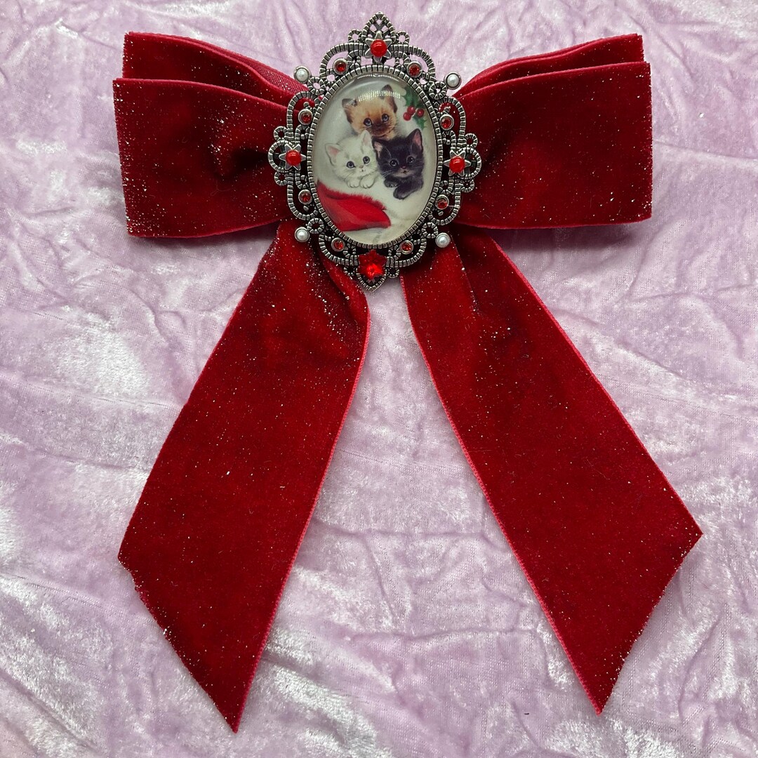 Vintage Style Gorgeous Large Red Sparkle Glitter Velvet Christmas ...