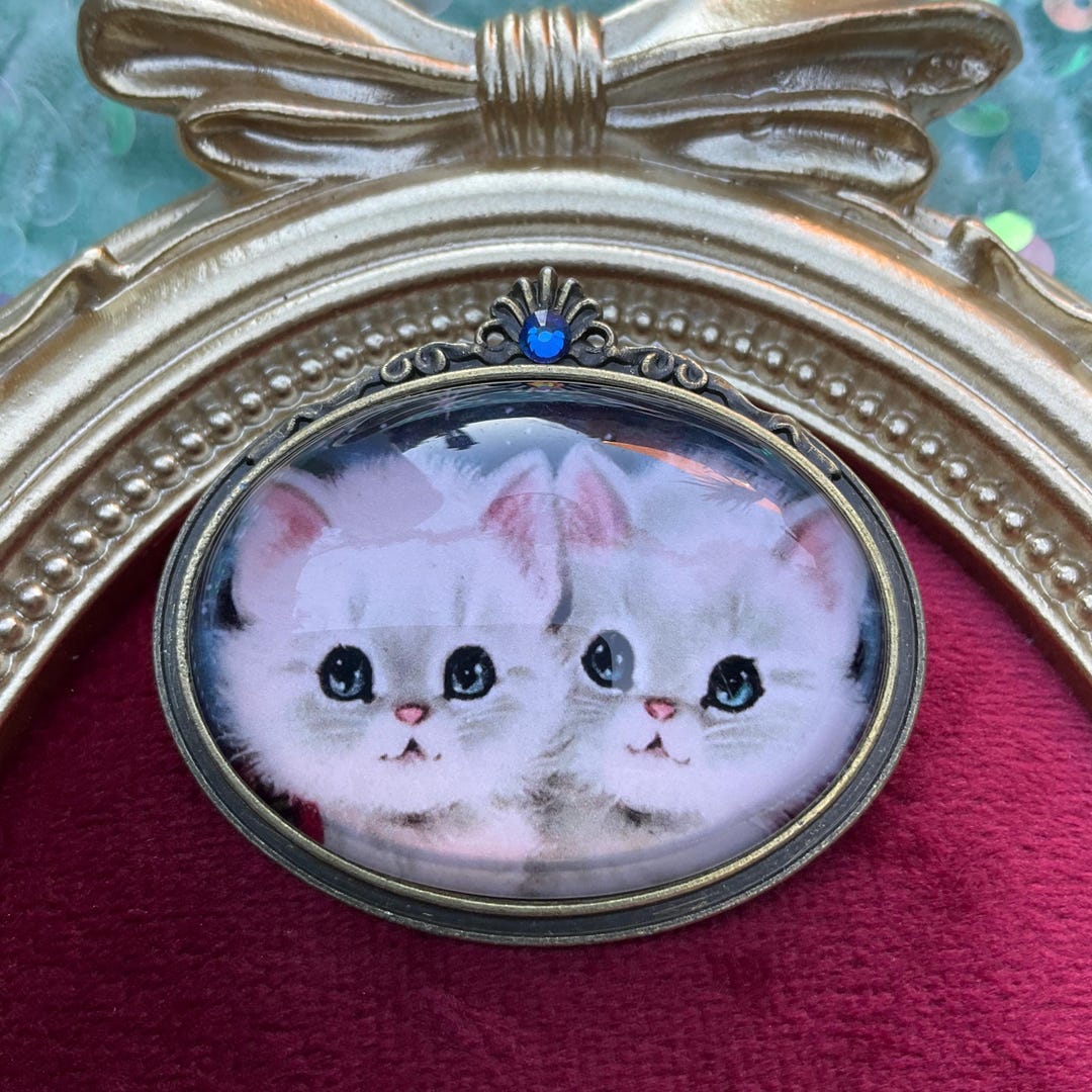 Kitsch Fluffy Ragdoll Kittens, Blue Vintage Style Cameo Oval Brooch - Etsy