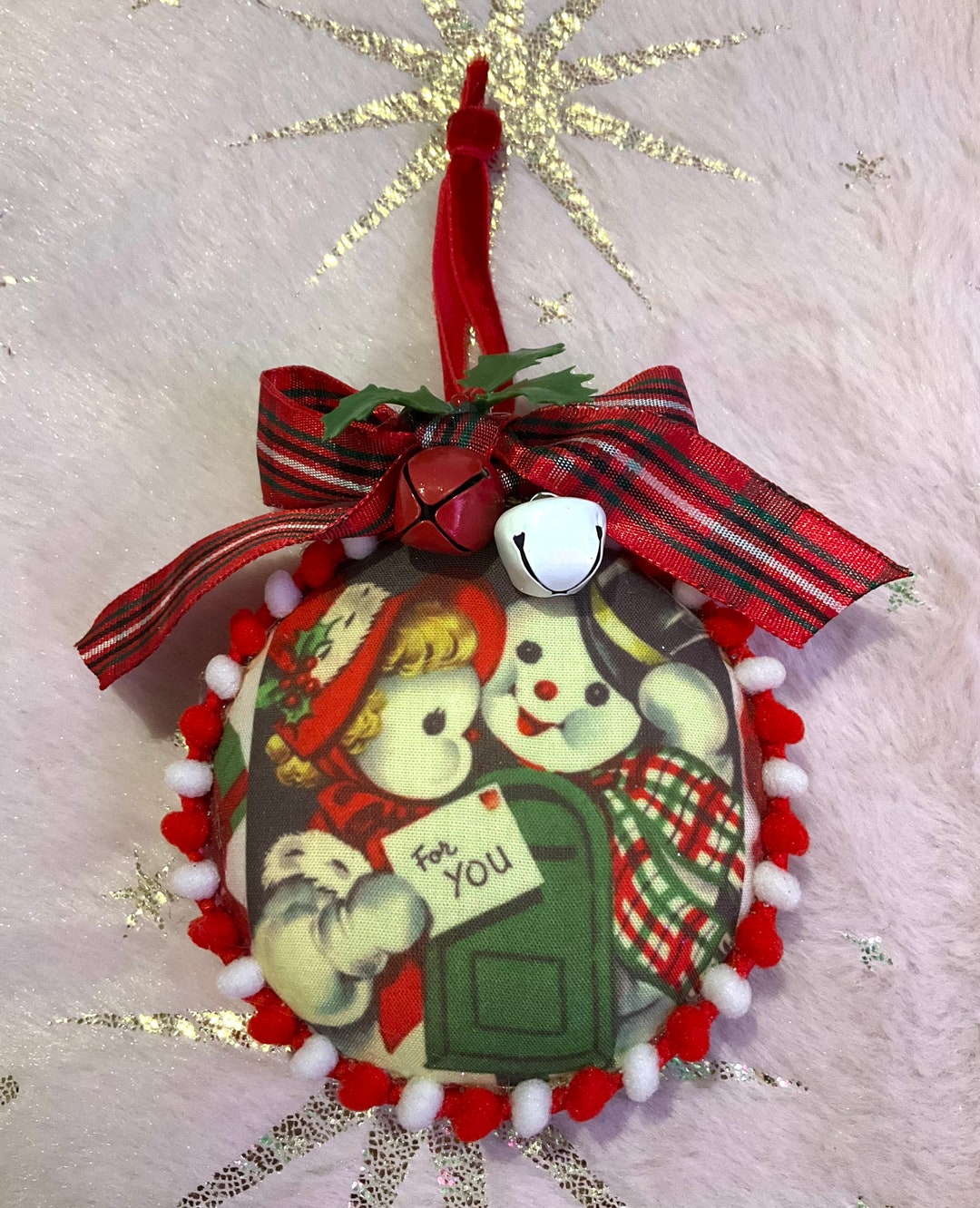 Vintage Kitsch Snowman and Snow Lady Christmas Ornament - Etsy