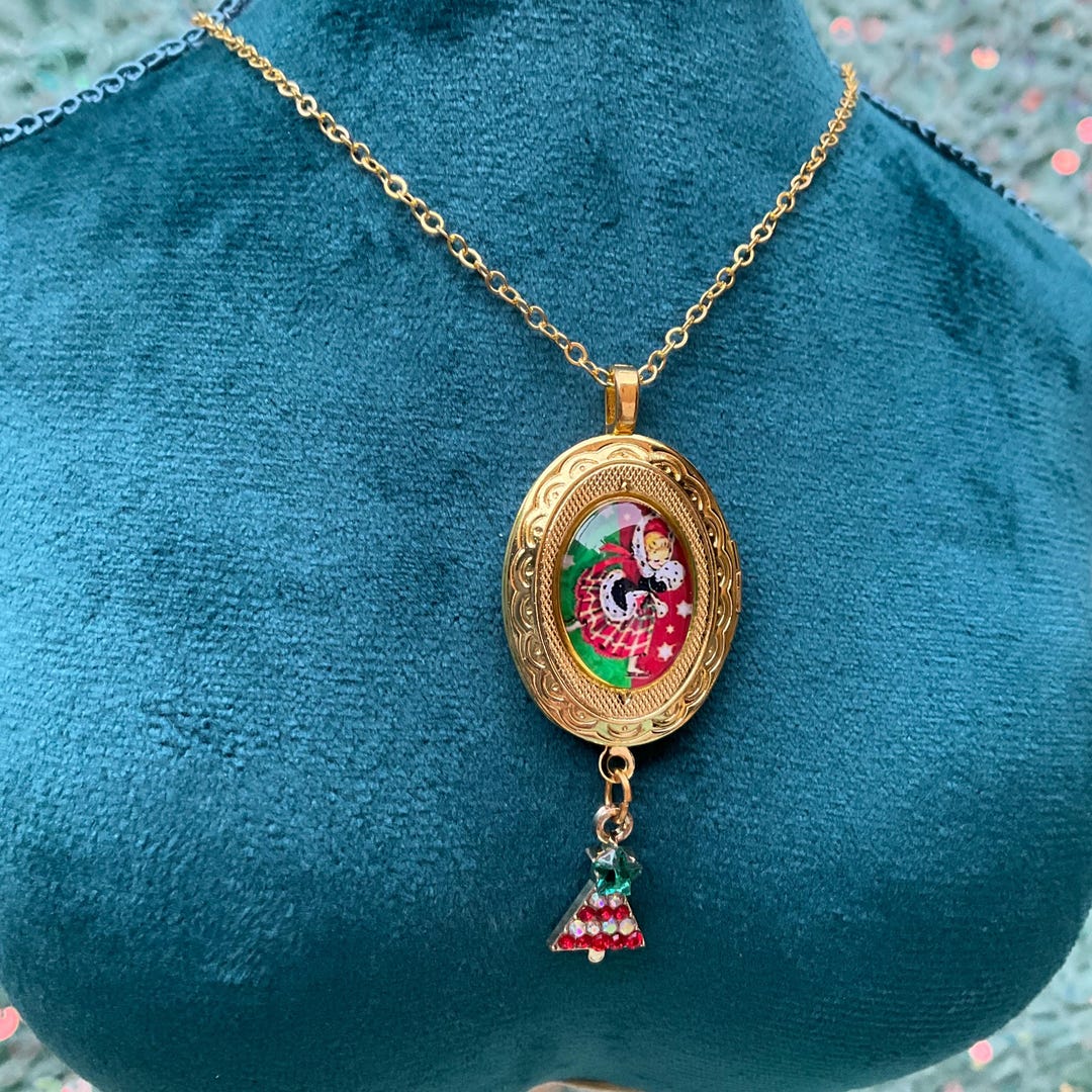 Vintage Victorian Style, Ice Skating Girl Opening Locket Necklace ...