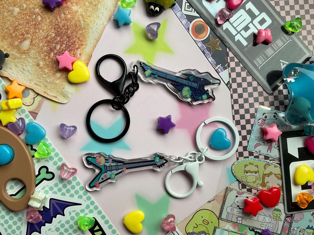 Rockstar Duo, Guitar Acrylic Glitter Keychains, 2 to Choose From - Etsy