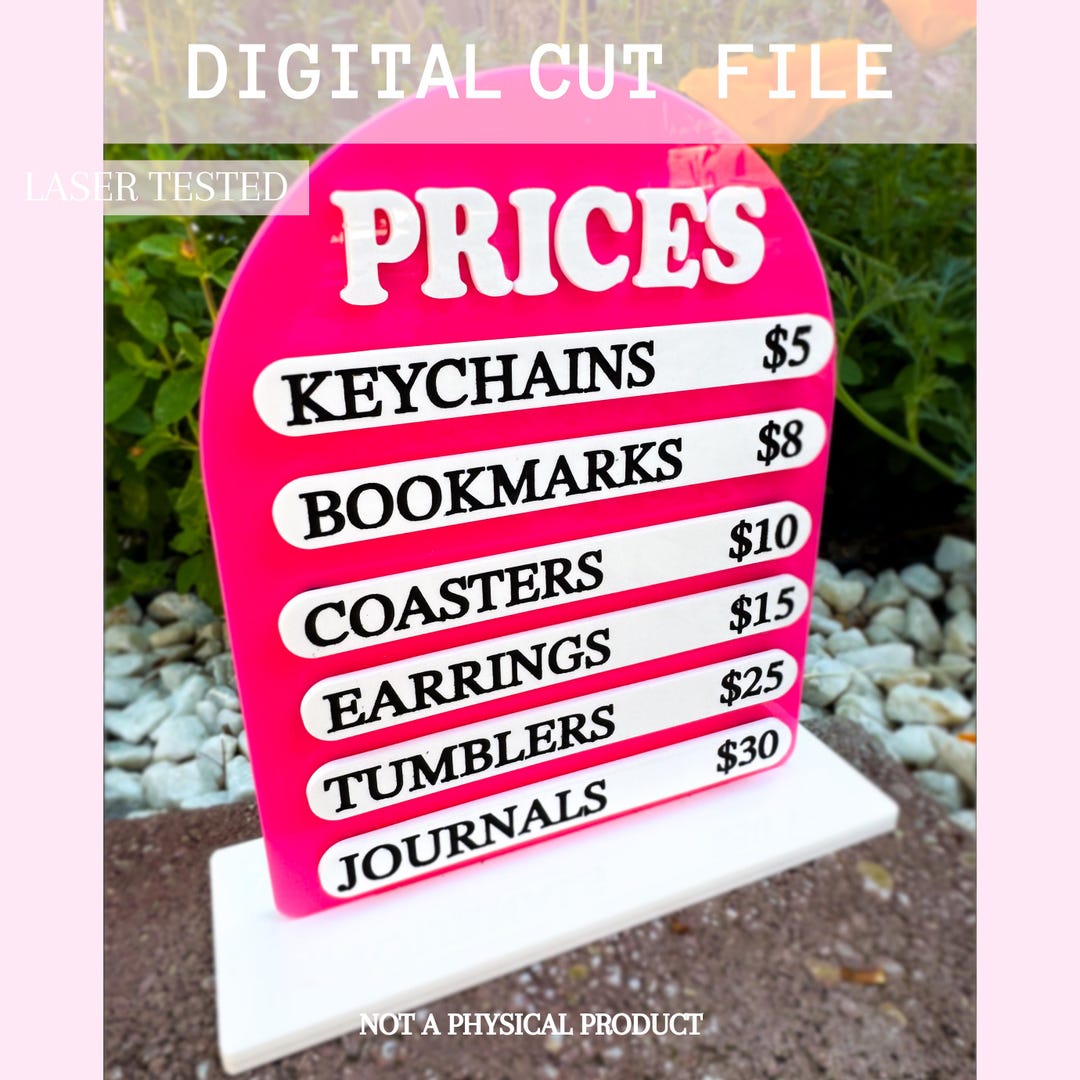 Magnetic Pricing Sign SVG | Glowforge SVG | Vendor Sign Svg | QR Code ...