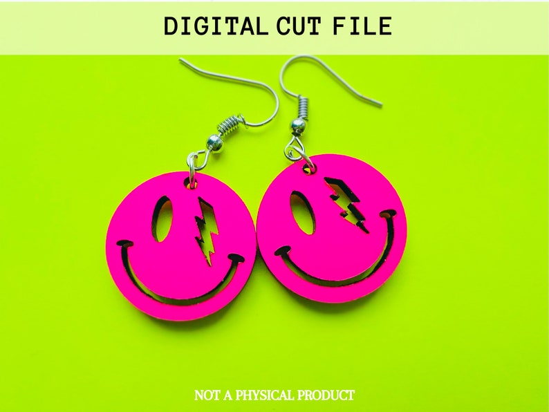 Rockstar Smiley Face Earrings SVG Digital File - Etsy