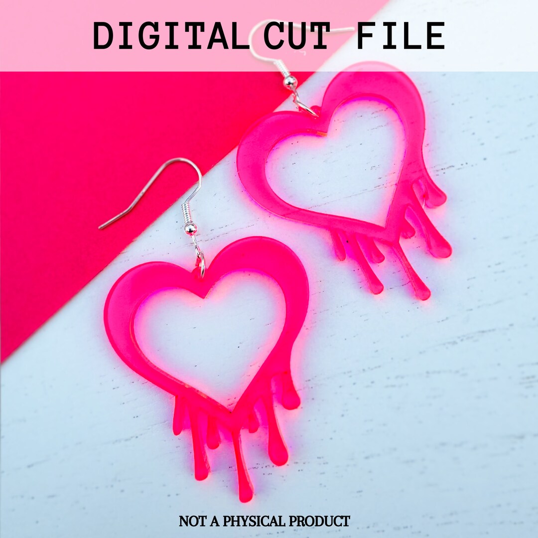 Drippy Heart Earrings SVG Digital File - Etsy