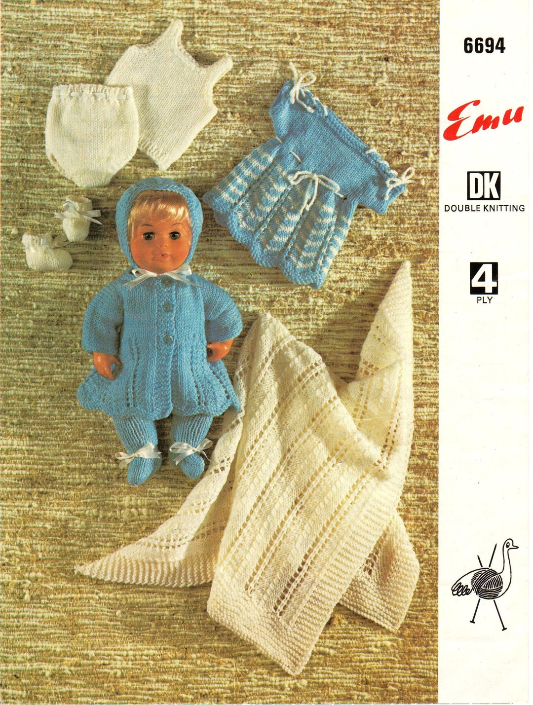 Emu 6694 - Knitted 12 and 16 Inch Dolls Outfit and Shawl - PDF Download ...