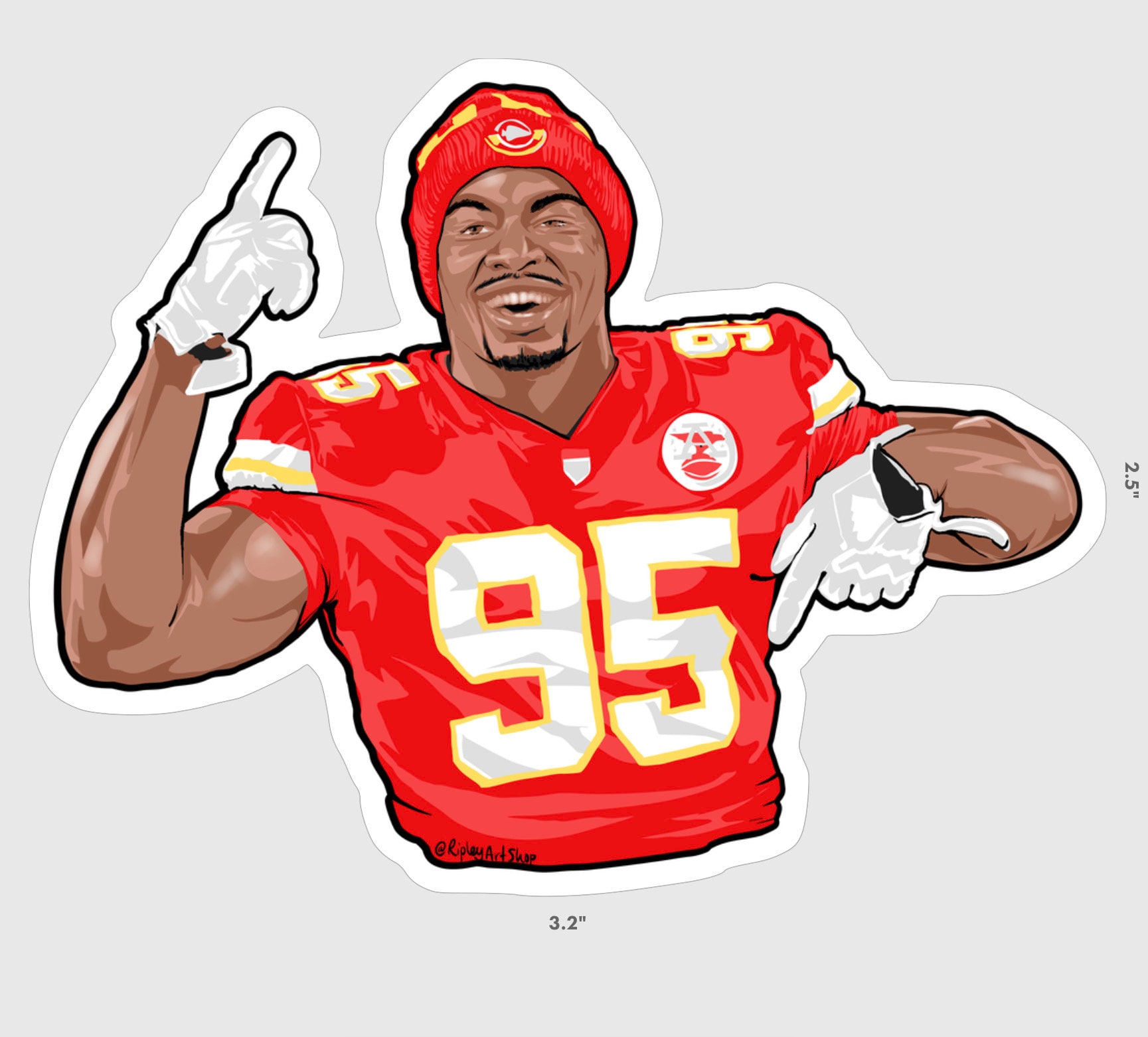CHRIS JONES Kansas City Chiefs #95 Sticker Weatherproof Vinyl Decal - Etsy