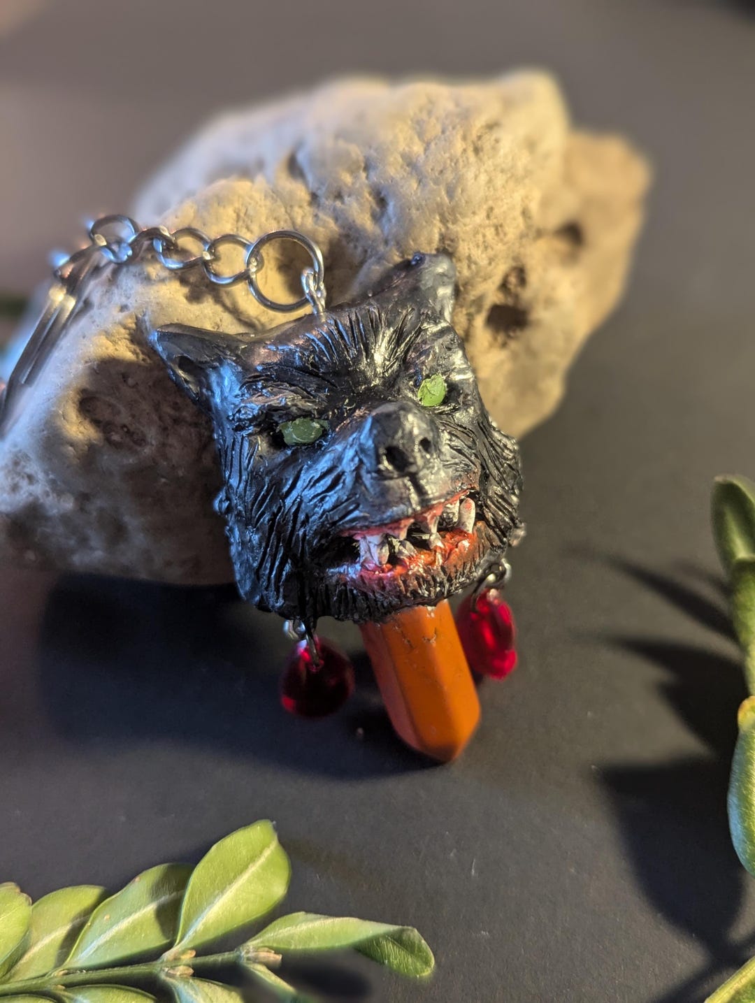 Gmork Neverending Story Crystal Key Charm With Bone Pen and Bone Brooch ...