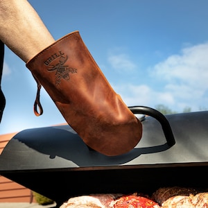 Personalized Grilling Gloves Gift for Him, Leather BBQ Mitts for Dad ...