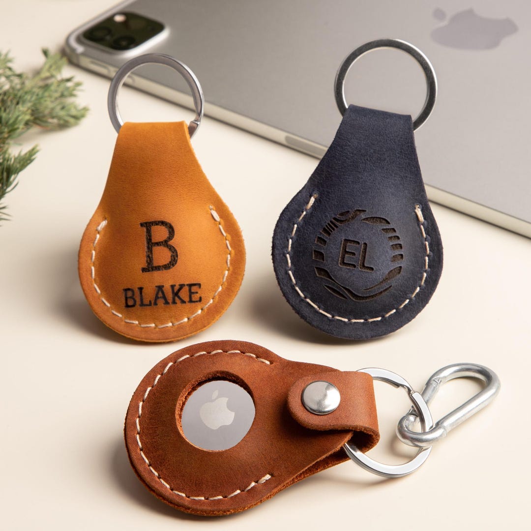 Apple AirTag Leather Holder With Custom Personalization - Etsy