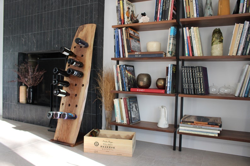 Walnut Live Edge Wine Rack 22 Bottles With Stand - Etsy