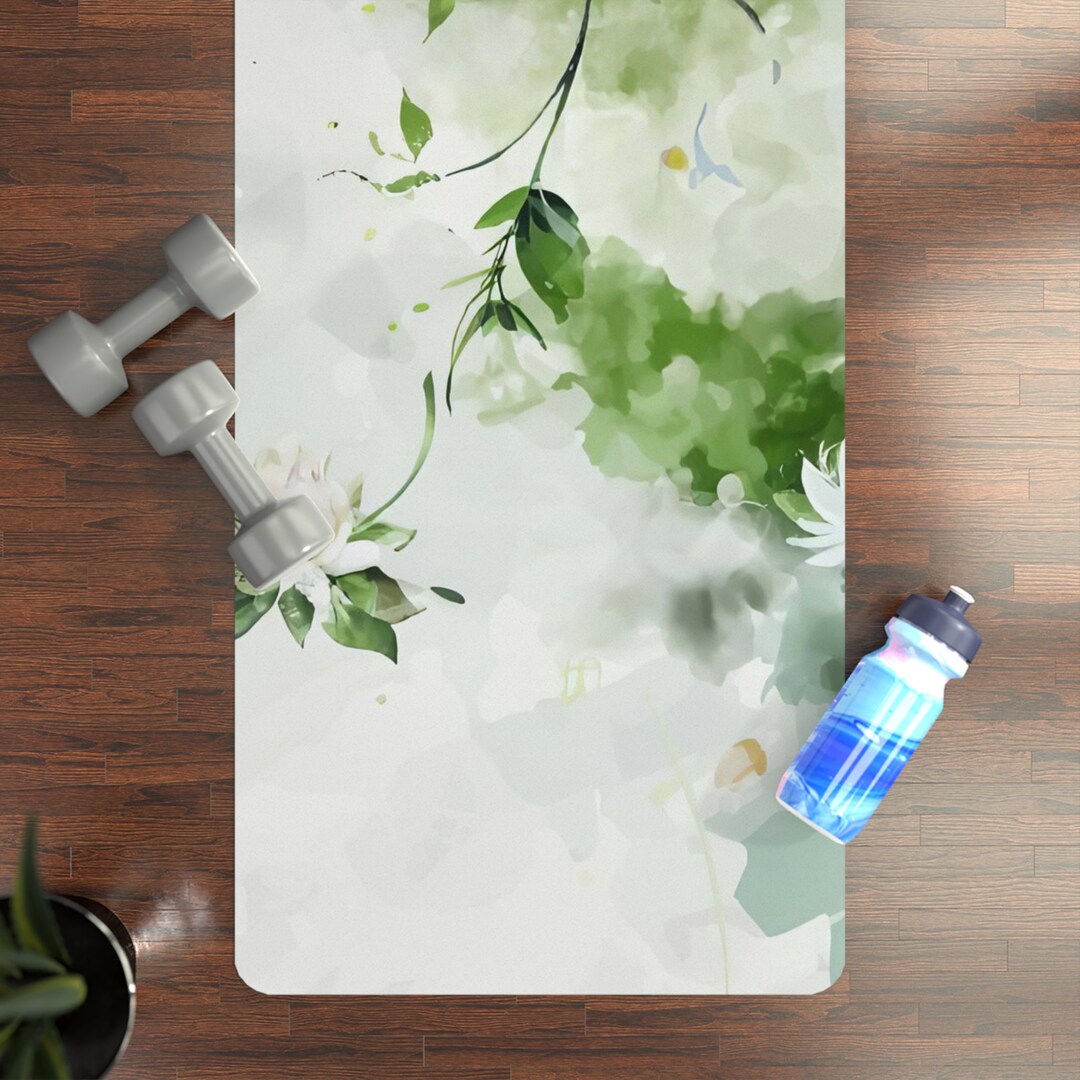 Sage Green Yoga Mat, Botanical Minimalist Boho Yoga Mat, Meditation Mat ...