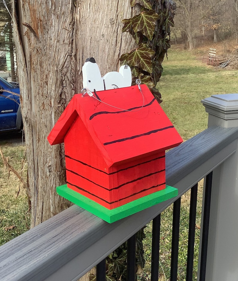 Snoopy Birdhouse - Peanuts Inspired Garden Decor - Handmade Woodstock ...