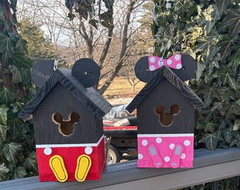 Mickey and Minnie Mouse Themed Bird Houses - Etsy