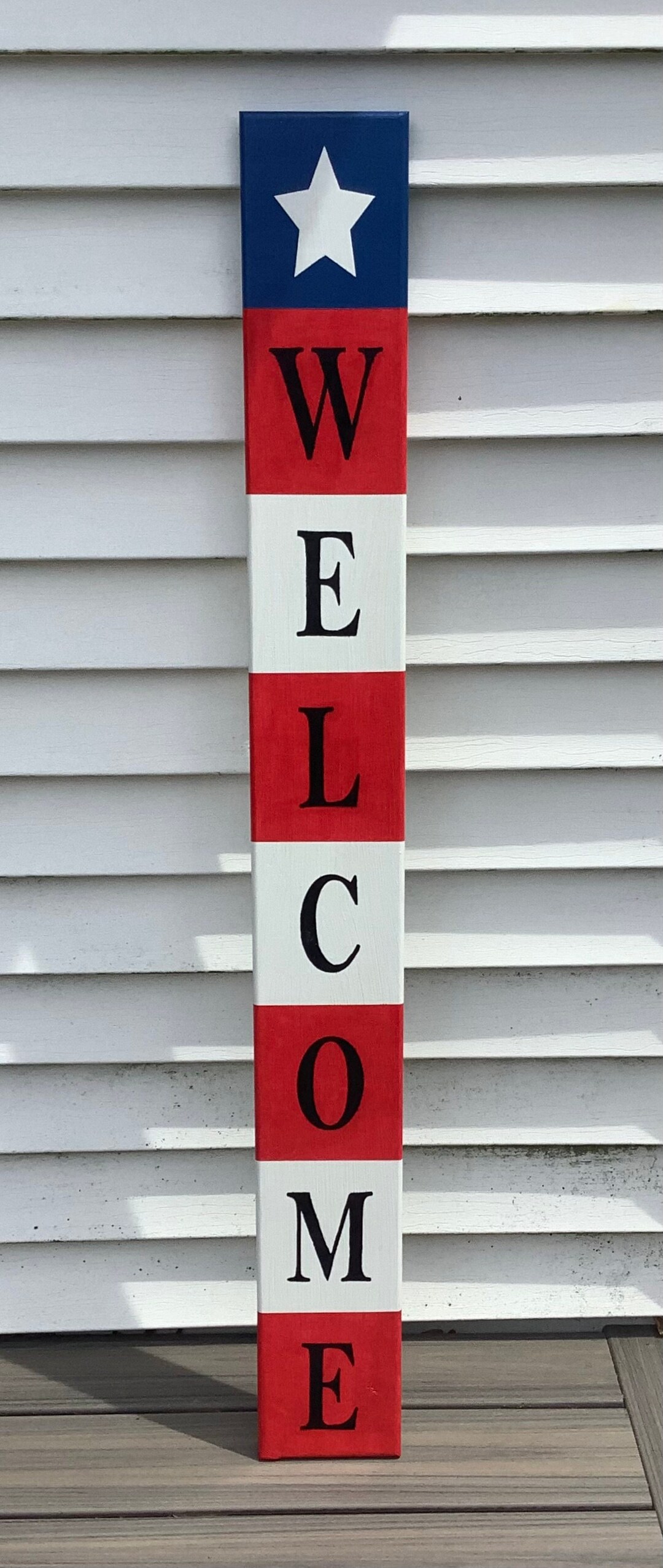 Red White and Blue Welcome Sign - Etsy