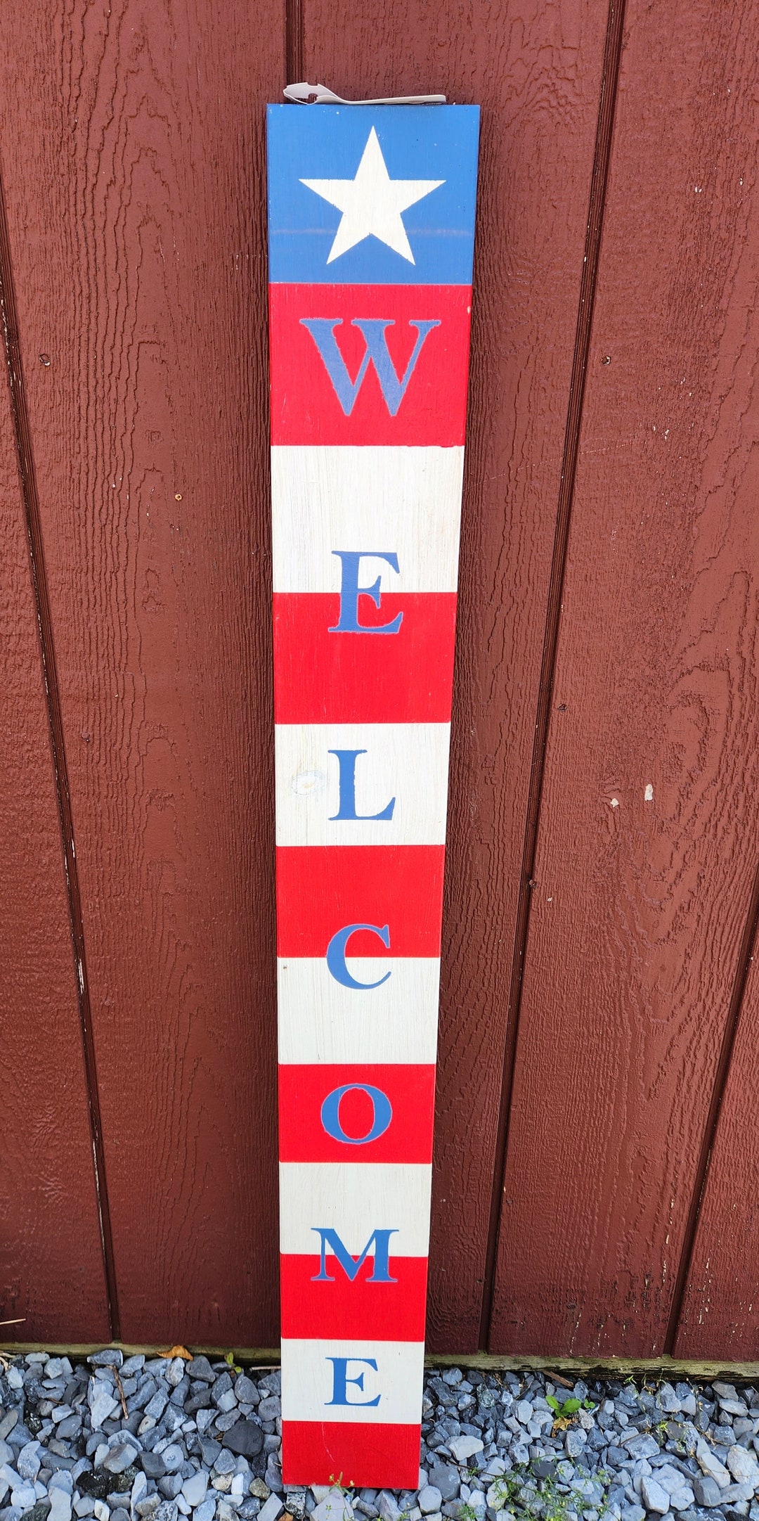 Red White and Blue Welcome Sign - Etsy