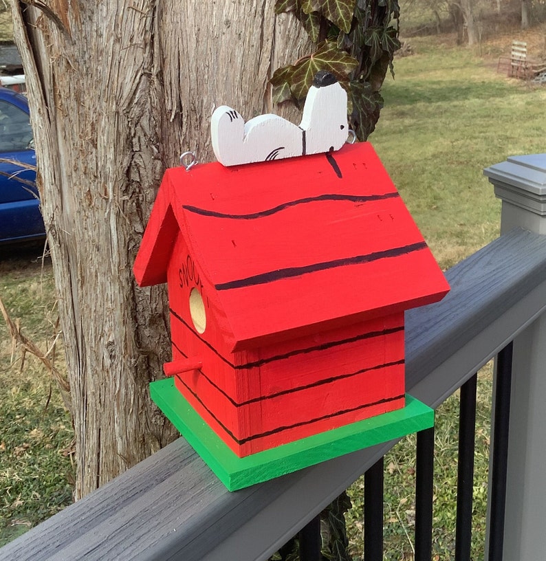 Snoopy Birdhouse - Peanuts Inspired Garden Decor - Handmade Woodstock ...