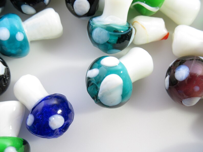 100 Misfitsimperfect Mixed Color Mushroom Handmade Glass Etsy