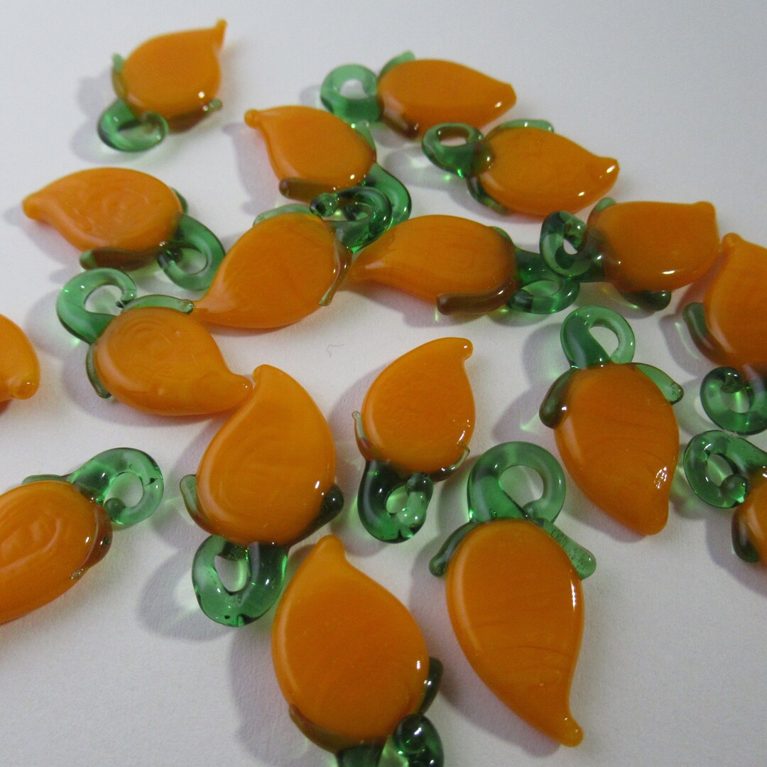 12 Mini Flat Vegetables Handmade Glass Lampwork Beads Charms Supply DIY ...