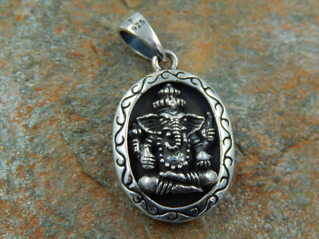 Solid Sterling Silver 925 Pendant of God Ganesha - Etsy