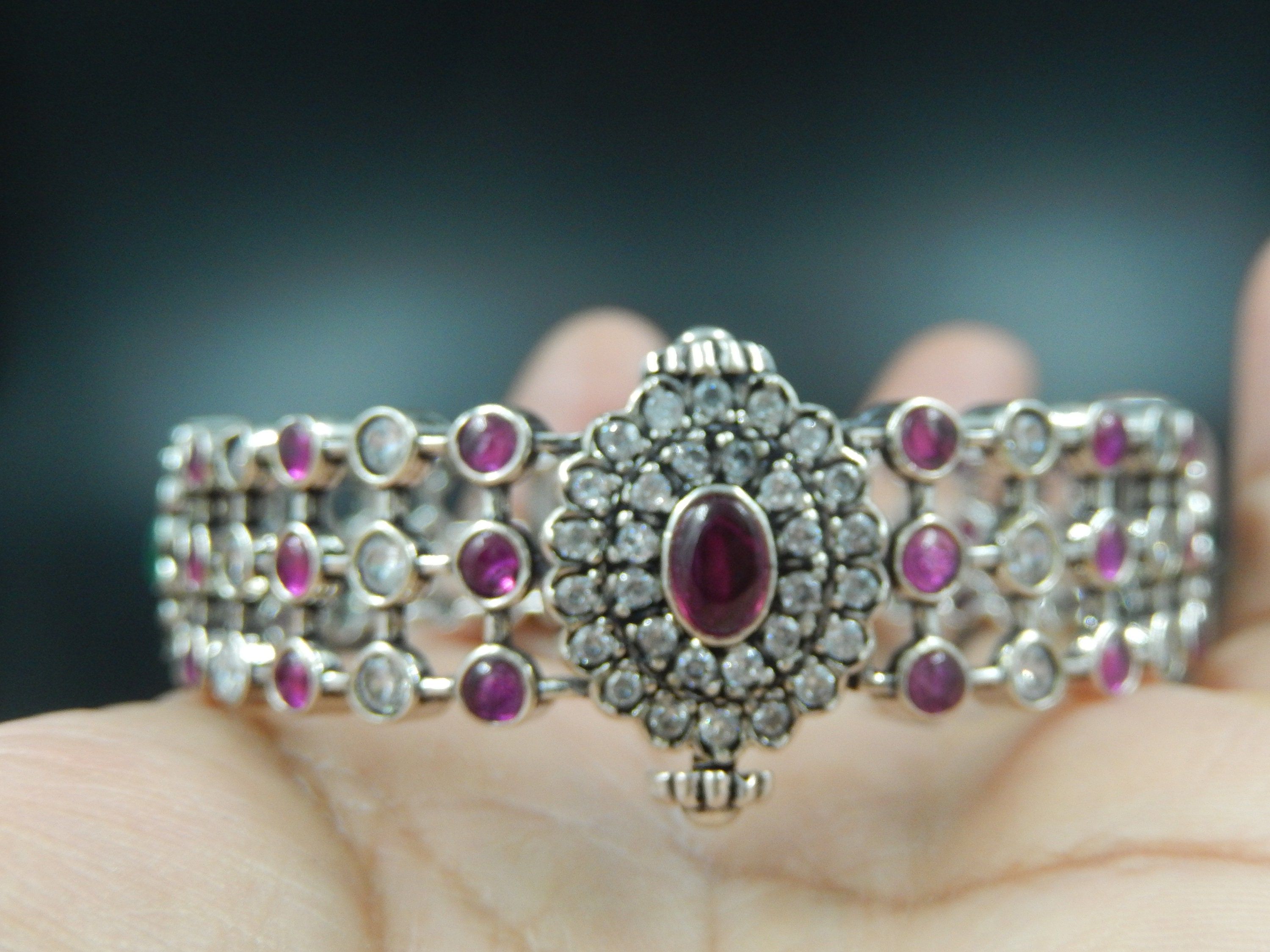 Gorgeous Sterling Silver 925 Bangle With Glass Filled Ruby - Etsy