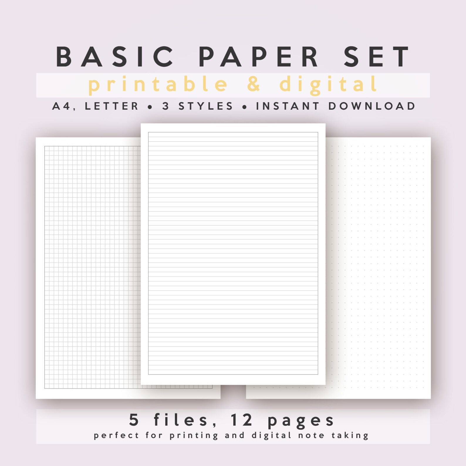Basic Paper Set lined/ruled Squared/grid Dotted A4 and - Etsy