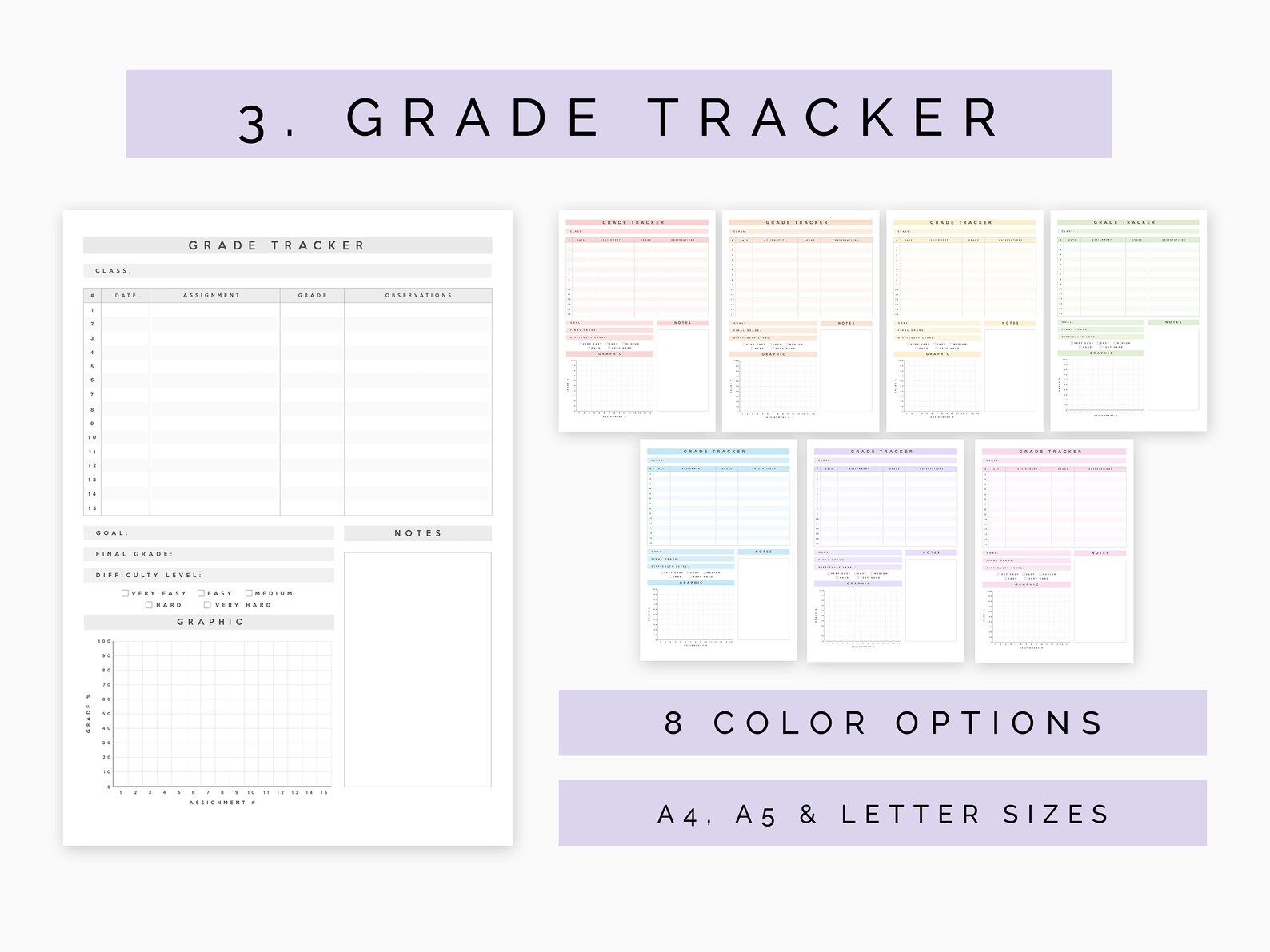 Tracker Bundle Habit Tracker, Finance Tracker, Grade Tracker Tracker ...