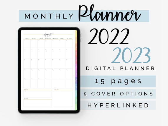 2022-2023 Monthly Digital Planner Hyperlinked Portrait - Etsy
