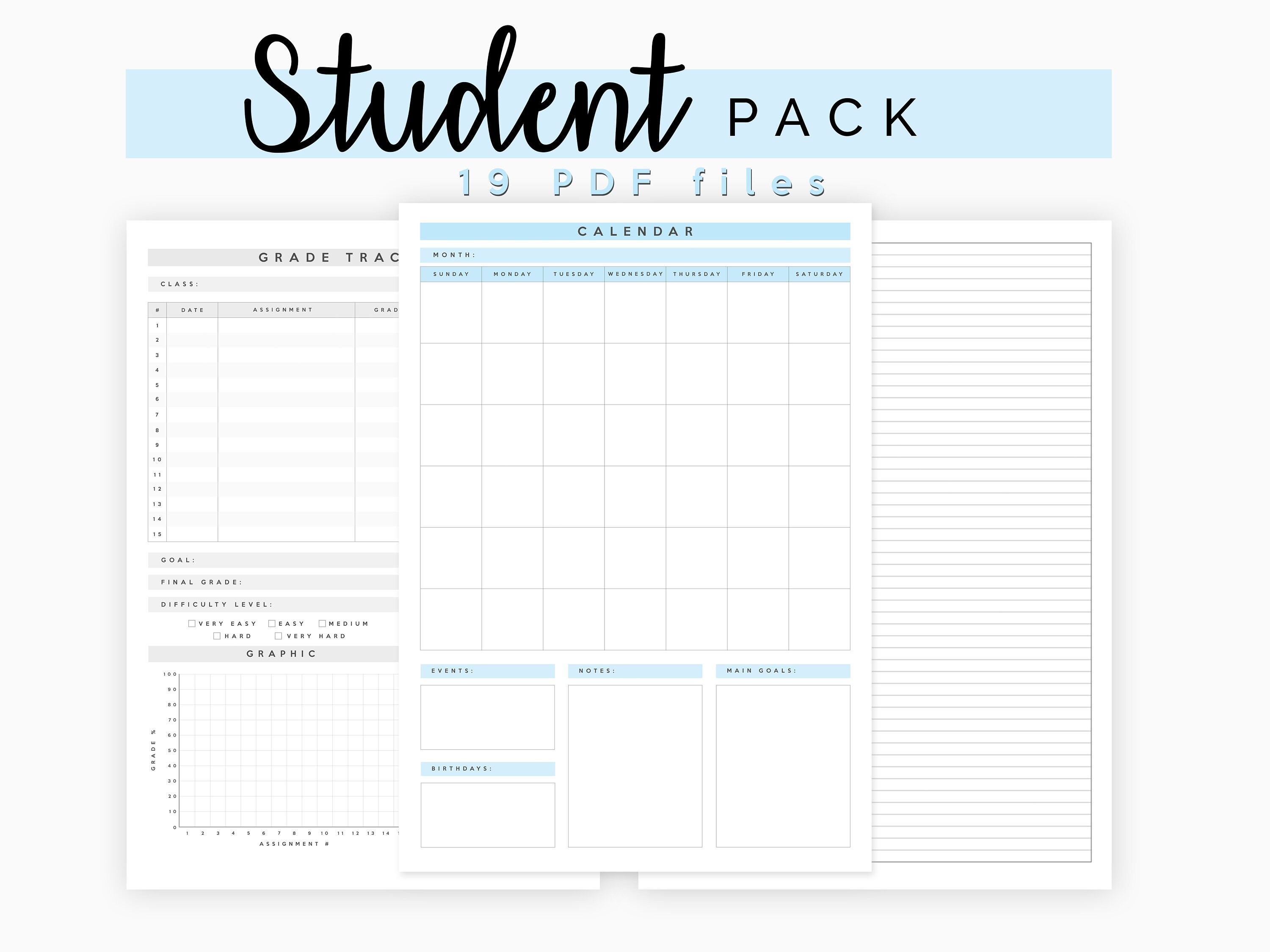 Student Organization Pack Student Template Pack Printable | Etsy