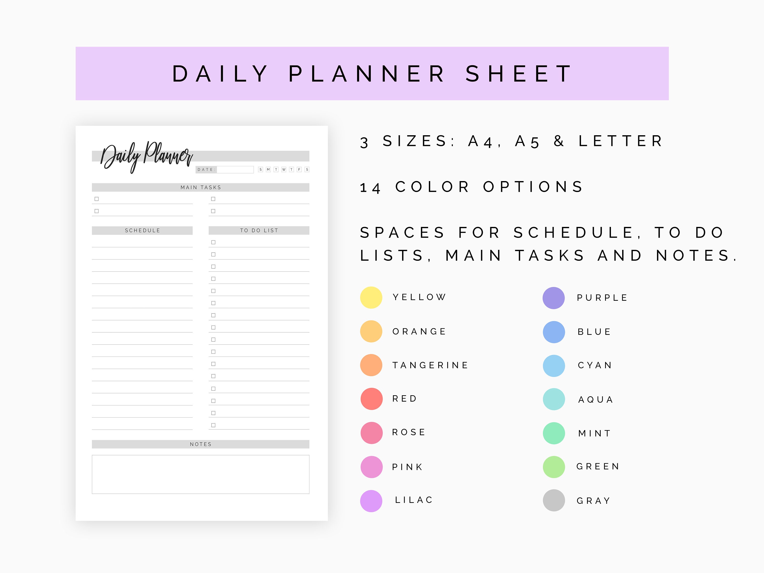 Daily Planner Schedule To-do List Portrait A4 A5 | Etsy