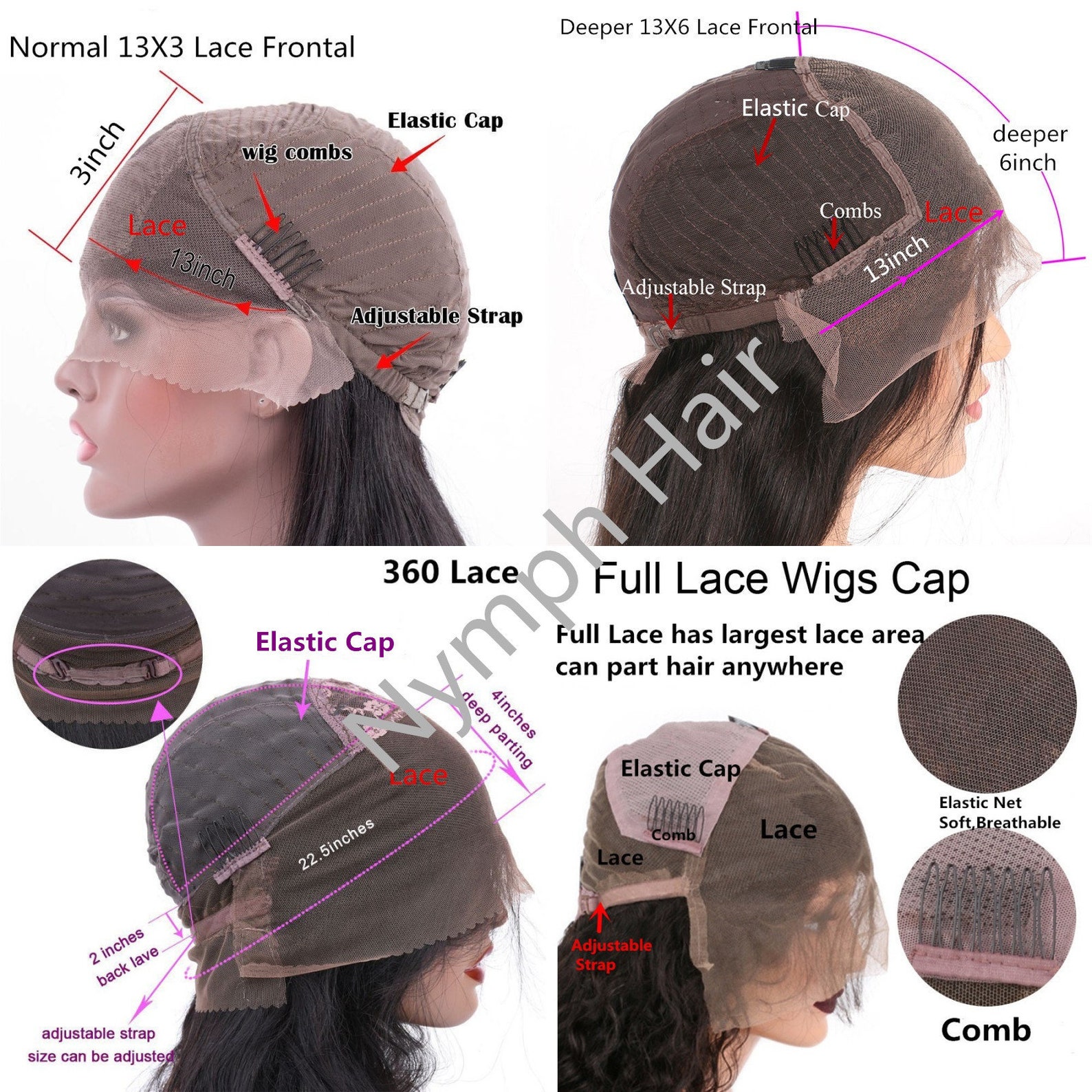 Ombre Pink and Blue Hair Wigs Frontal Lace Human Hair Wigs Full Lace ...