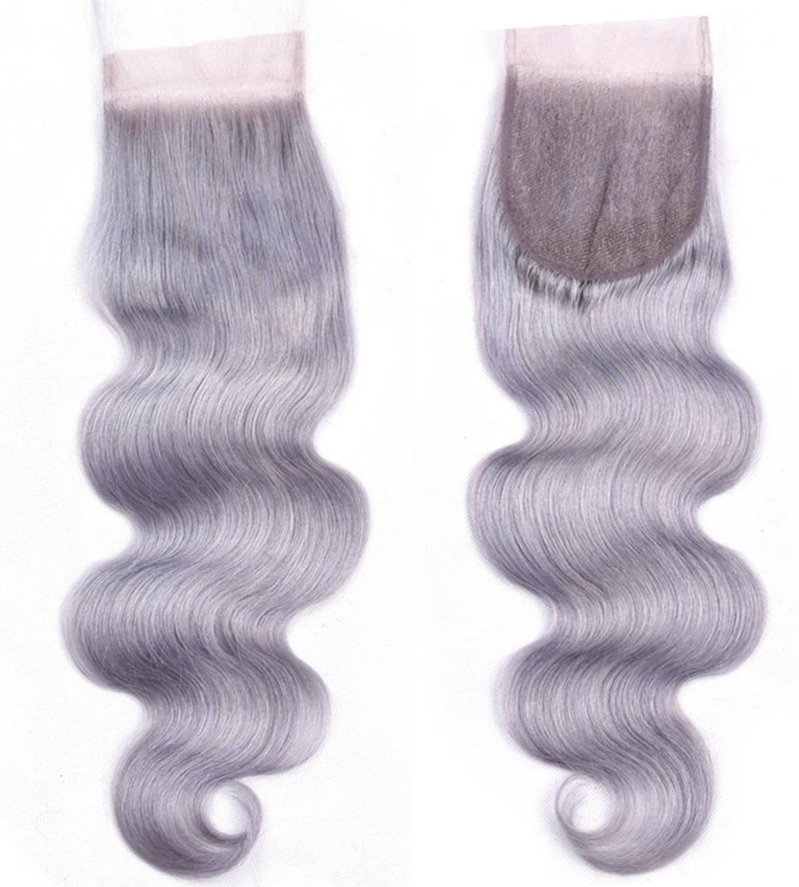3bundles Sliver Grey Human Hair Extensions With Hair Closure | Etsy