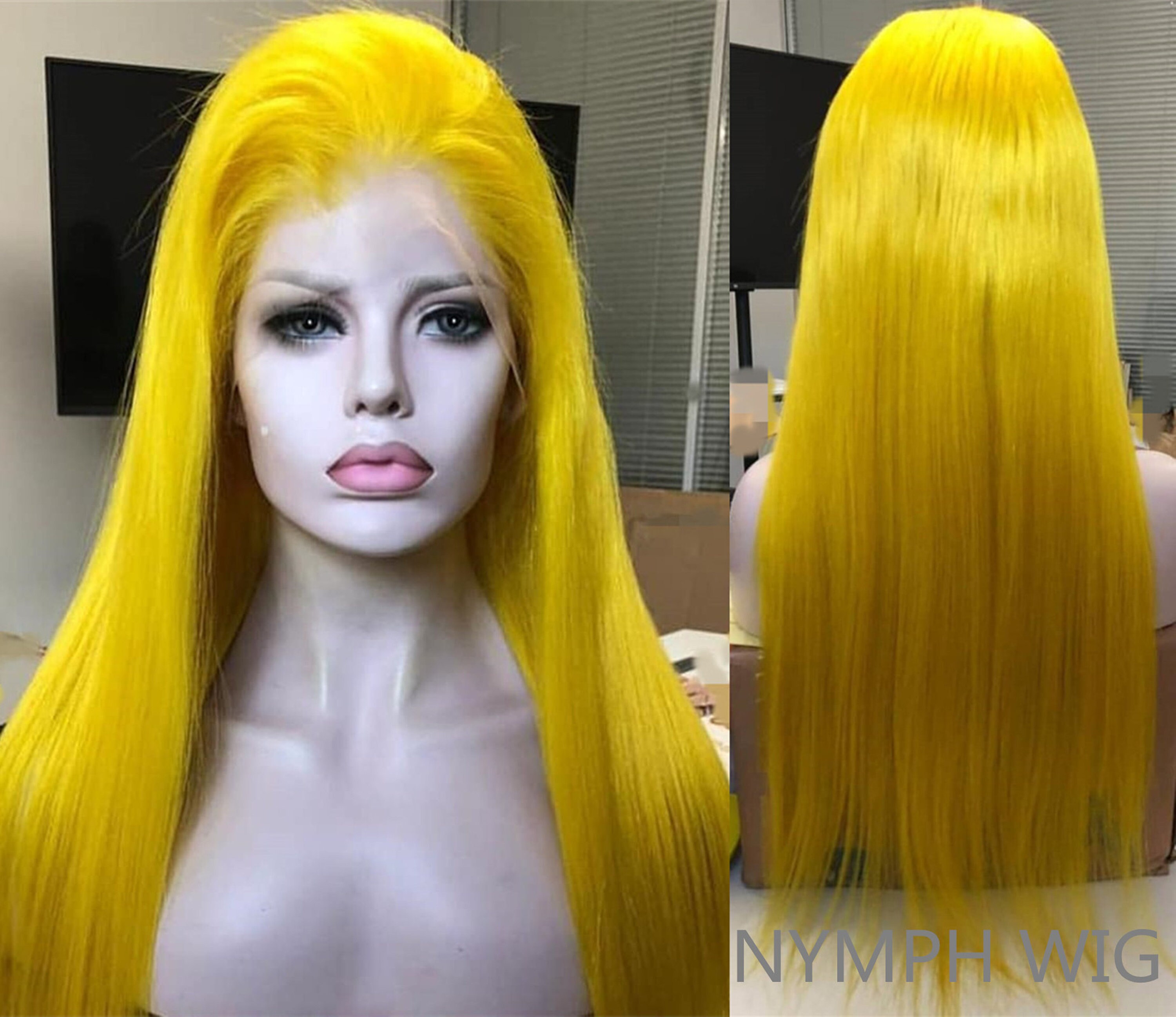 Ombre Yellow Hair Wigs Frontal Lace Human Hair Wigs Full Lace - Etsy