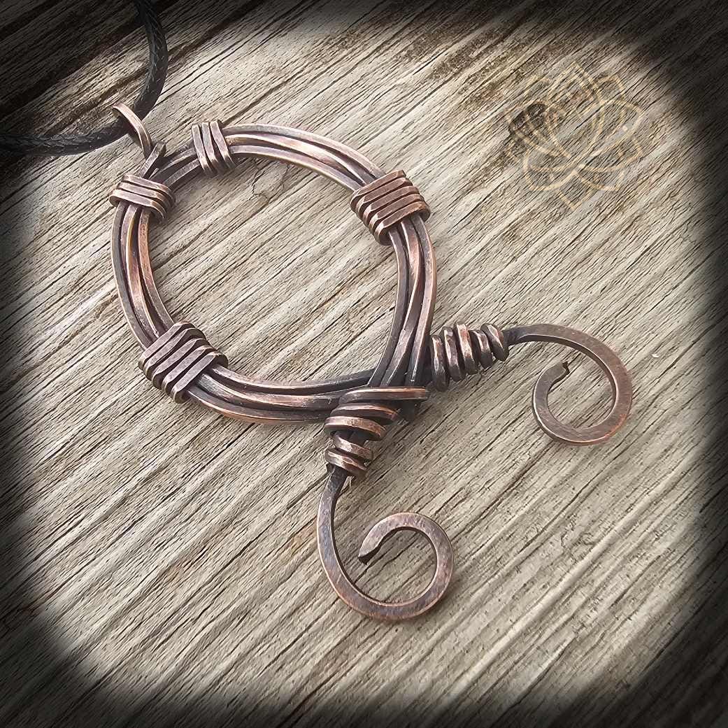 Handcrafted Copper-wrapped Troll Cross Pendant Viking Protection Amulet ...