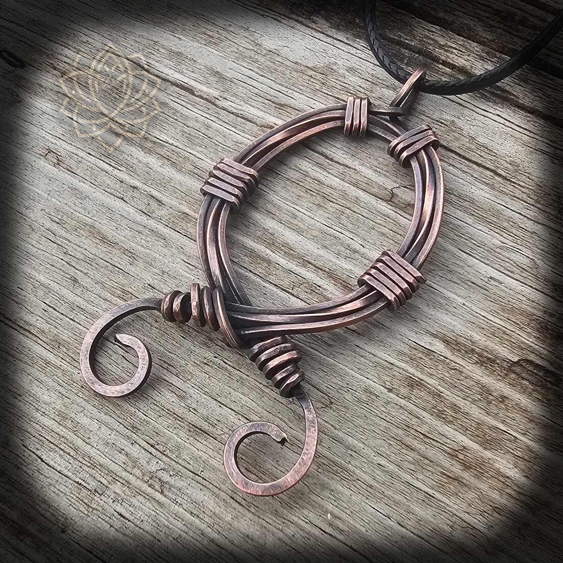 Handcrafted Copper-wrapped Troll Cross Pendant Viking Protection Amulet ...