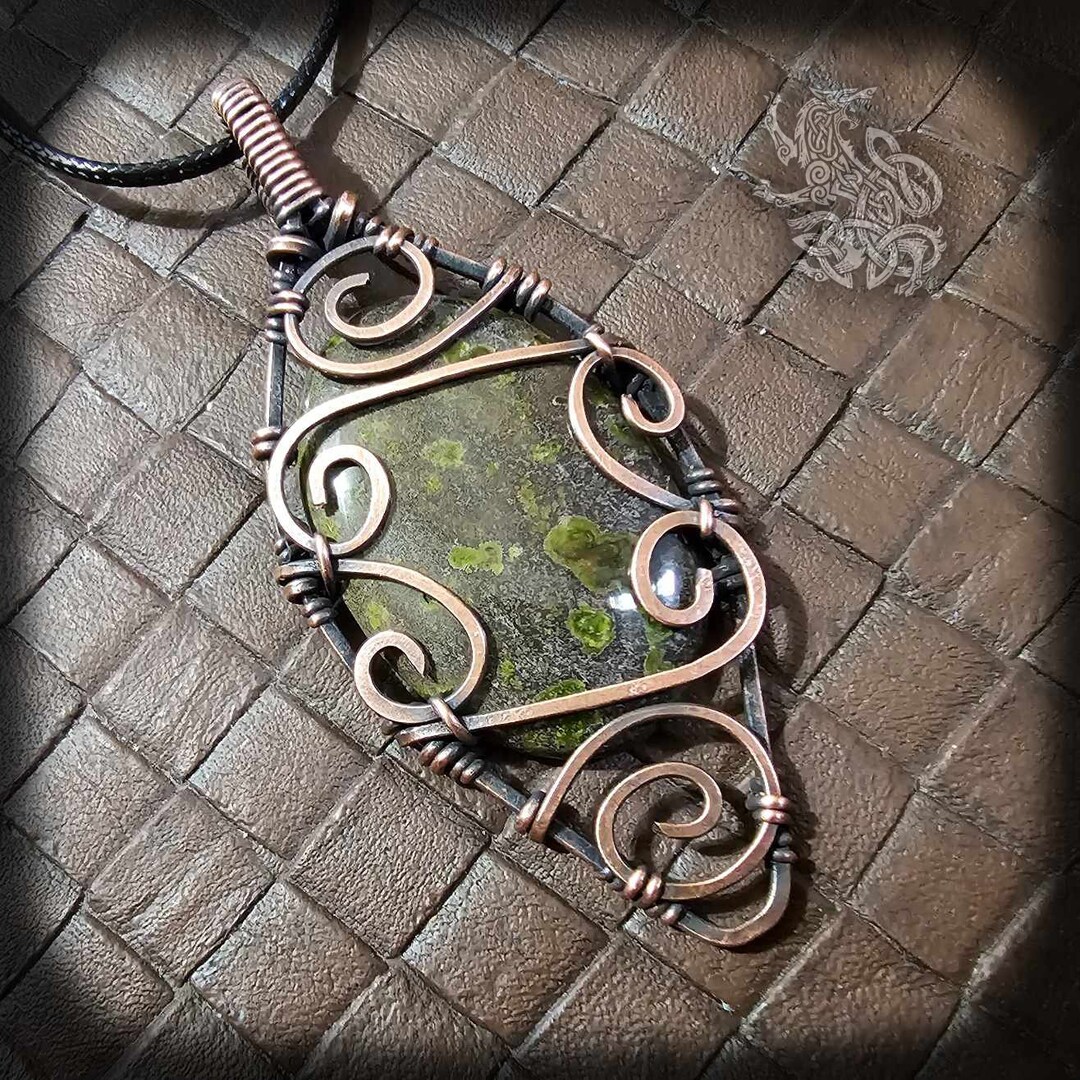 Dragon Skin Jasper Copper Wrapped Pendant Natural Gemstone Crystal ...