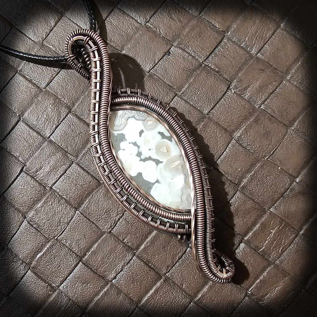 Crazy Lace Agate Copper Wrapped Pendant Natural Gemstone Crystal ...
