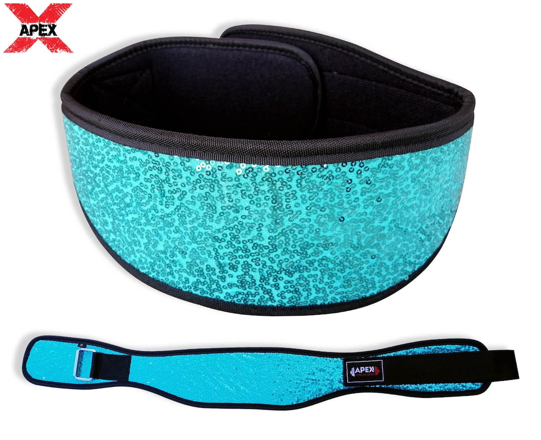 Self-locking Weight Lifting Belt Straight 4.5” Ice Blue Sparkle Back ...