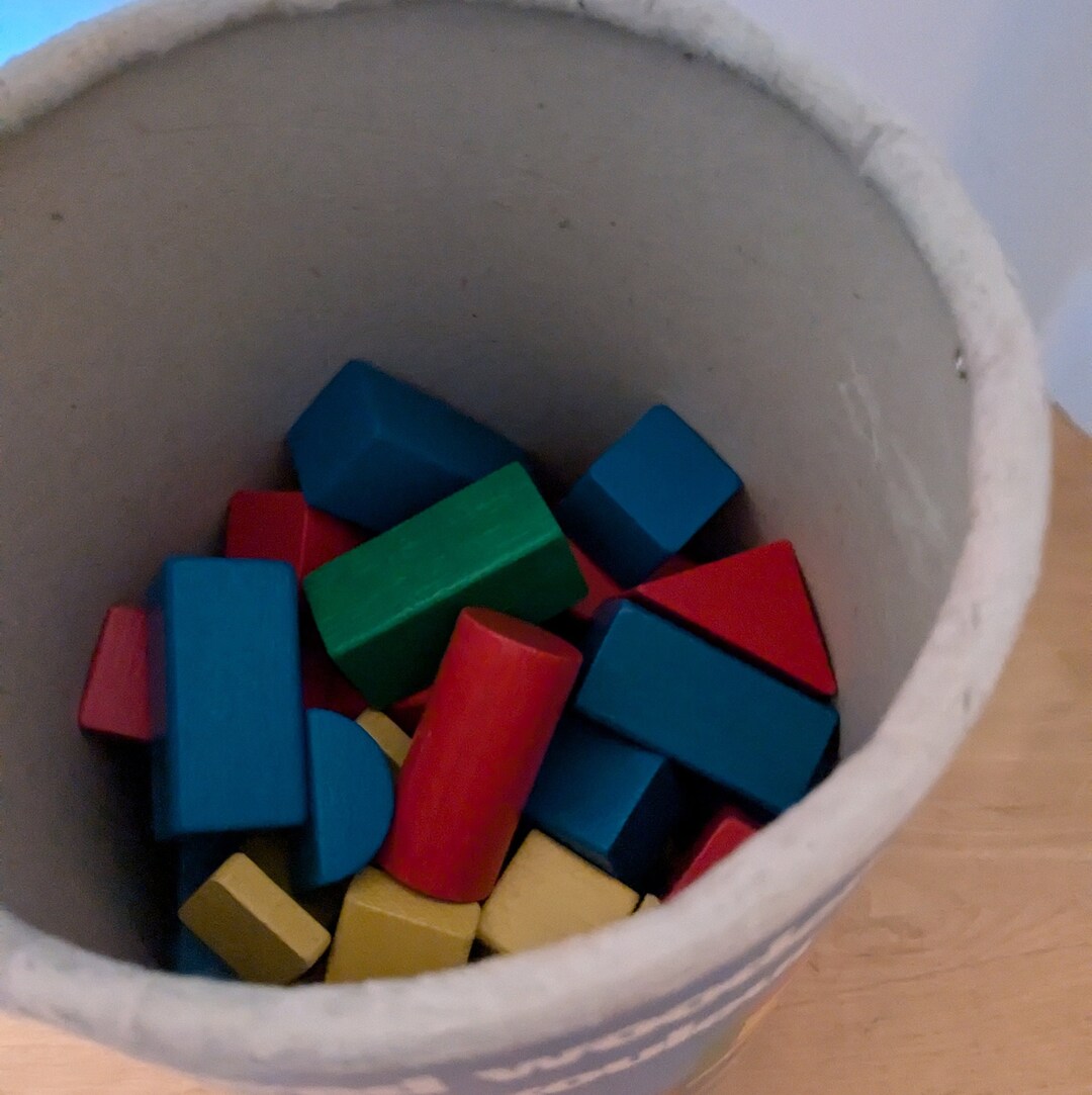 Wood Building Blocks Colors by Heros Germany in Tub 40 Pieces Great ...