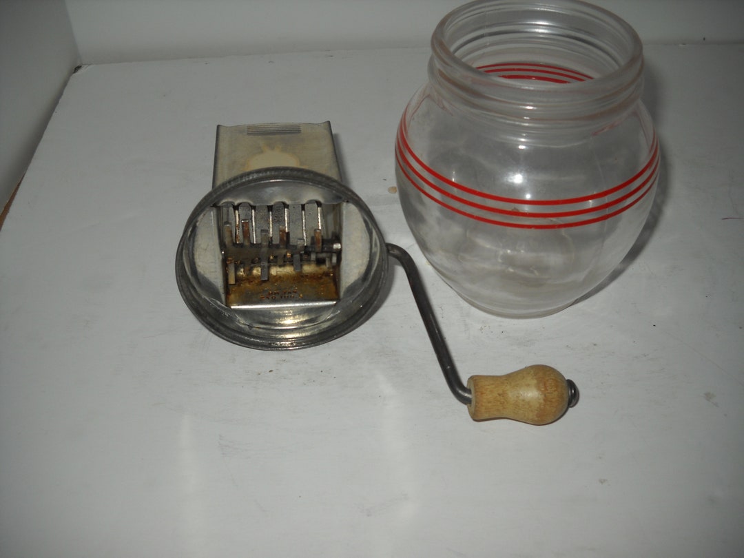 Nut Chopper Androck With Atlas Red Pin Stripe Glass 1940s Grinder Spice ...
